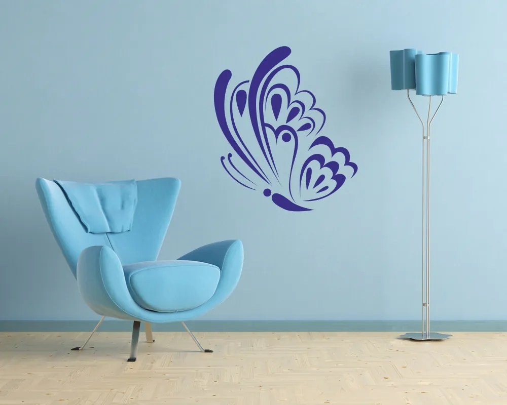 WALLVINIL Samolepky na zeď - Motýl Tattoo Barva: Modrá gentian, Velikost: 40x30 cm, Pravá / Levá: Levá (dekorace směřuje/dívá se doleva)