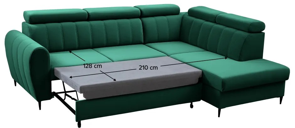 Kondela Rozkládací sedací souprava, smaragdová, pravá, KORIO L