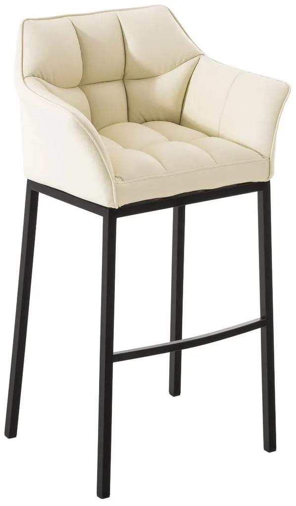 Barová židle Damas B4 ~ koženka, černý rám - Krémová