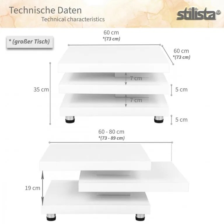 Stilista 87073 Stilista Konferenční stolek, 73 x 73 cm, černý