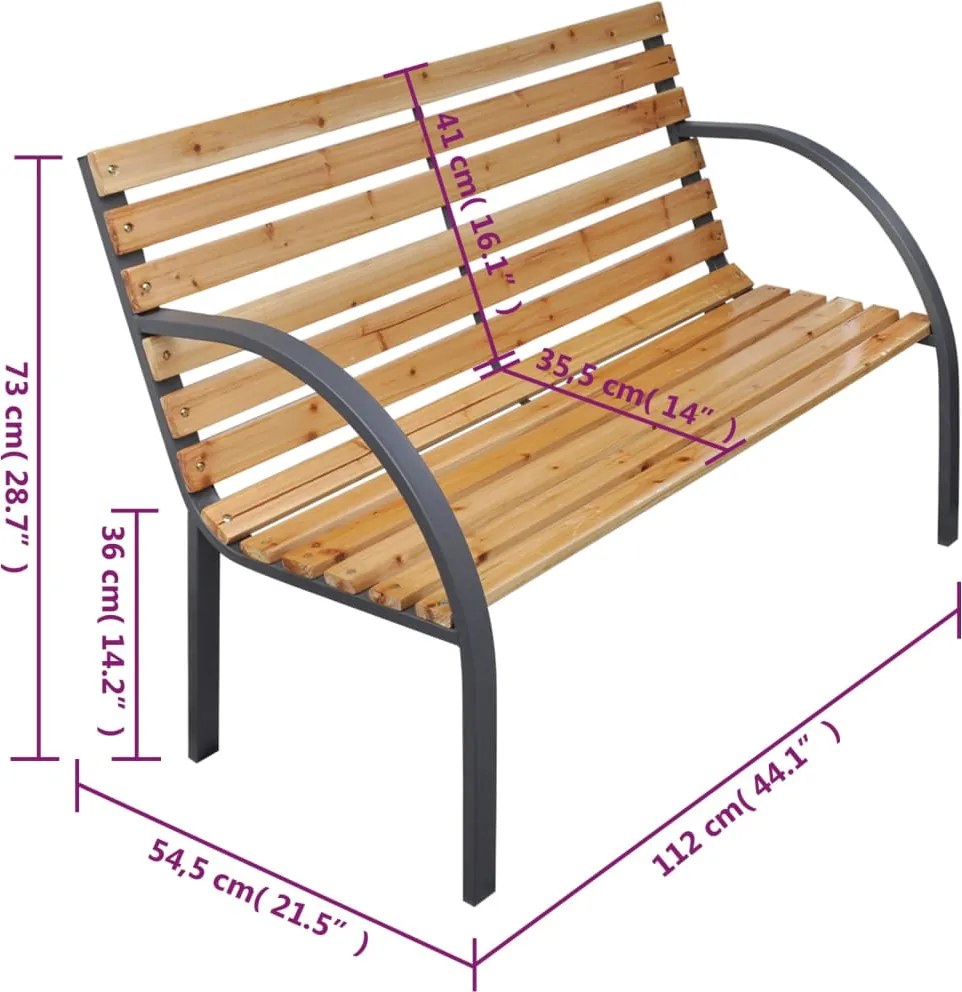 Zahradní lavice 112 cm masivní jedlové dřevo 319573