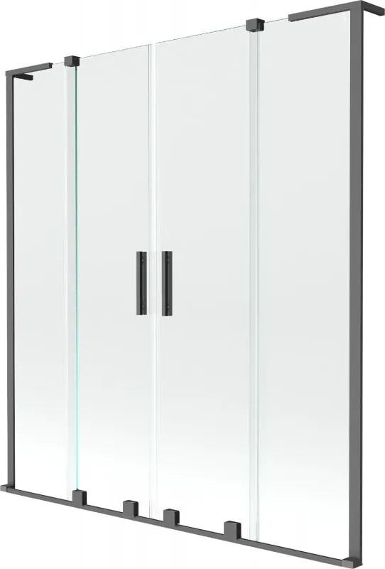 Mexen Velar L Duo, 2-křídlová posuvná vanová zástěna 140 x 150 cm, 8mm čiré sklo, grafitová, 896-140-003-02-95