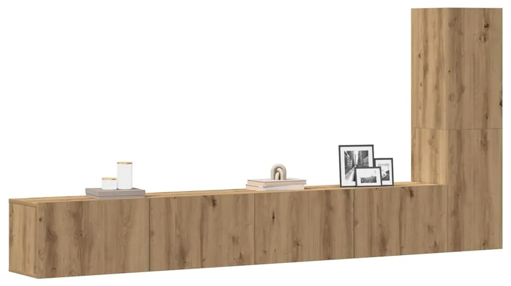 Sada 3 kusů nástěnné TV skříňka dub artisan kompozitní dřevo 3329198