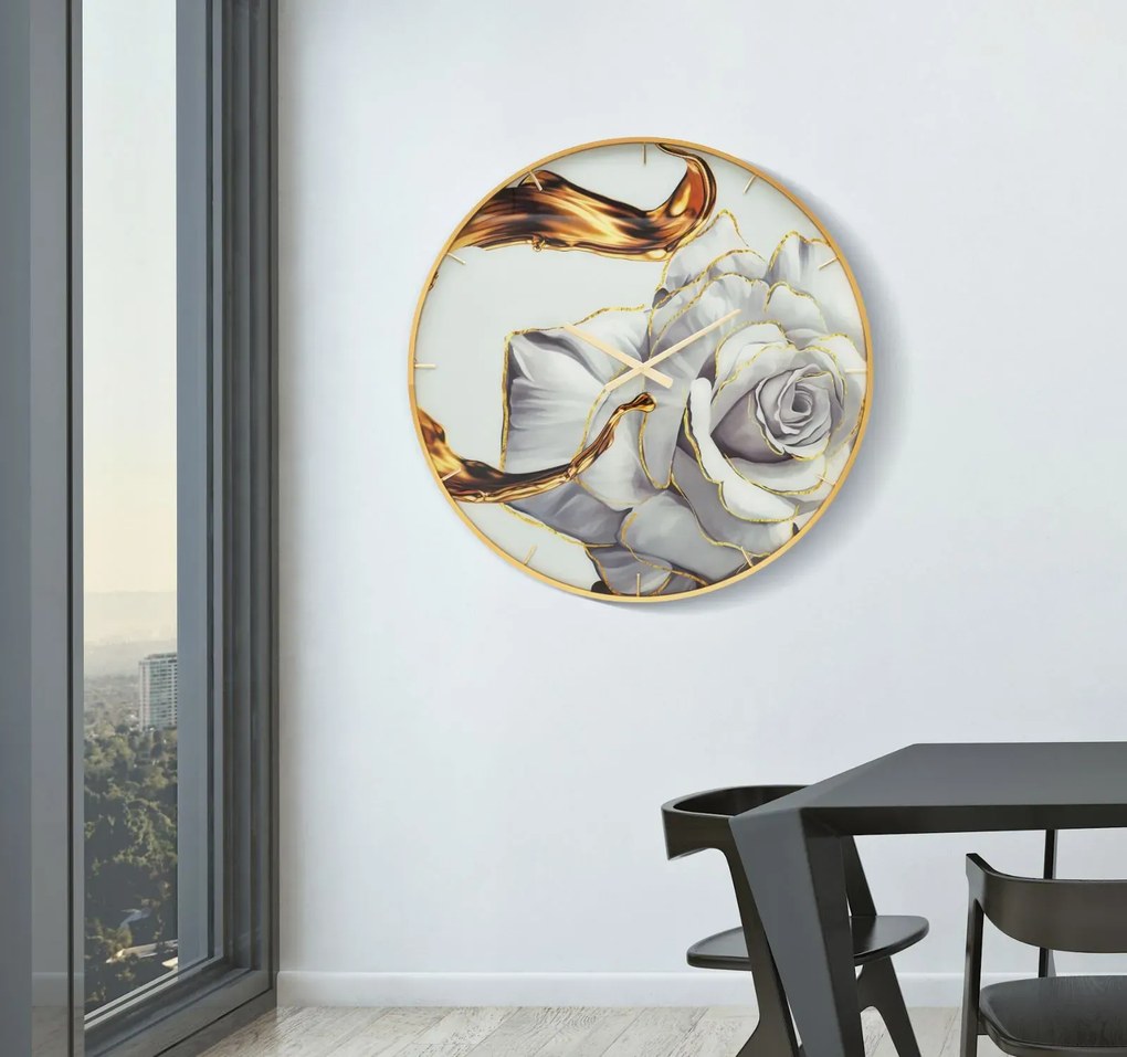 Nástěnné hodiny Glass Rose 80 cm vícebarevné/zlaté