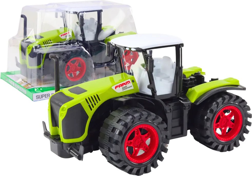 LEAN Toys Velký traktor s třecím pohonem, zelené zemědělské vozidlo