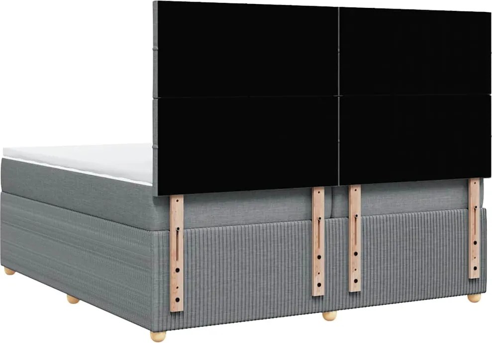 Box spring postel s matrací světle šedá 200 x 200 cm textil 3292163