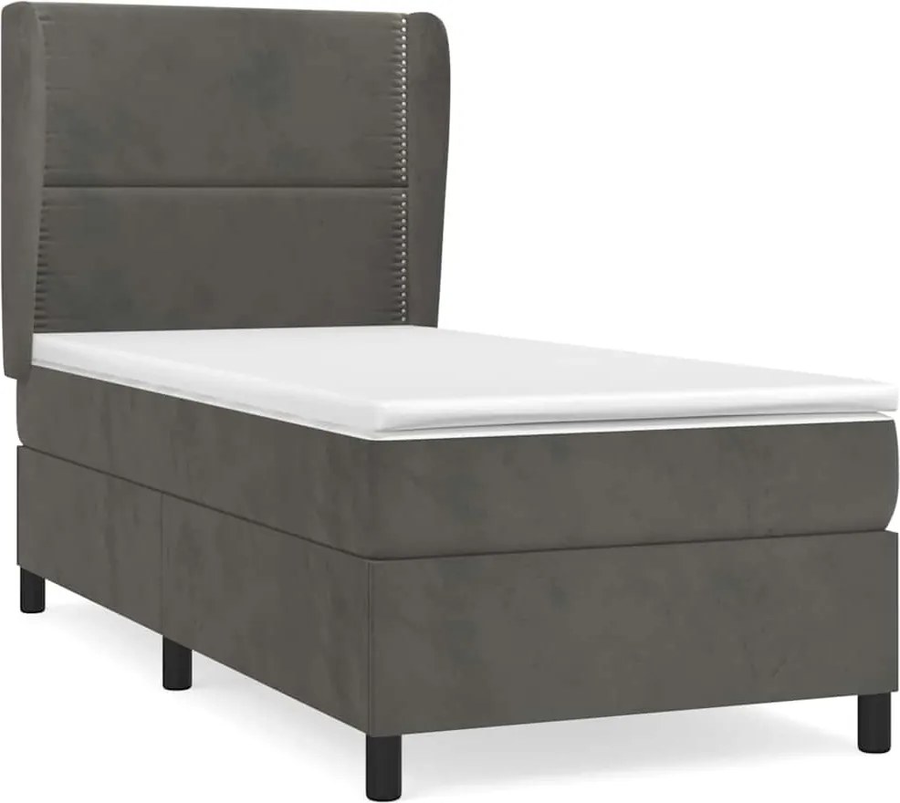 Box spring postel s matrací tmavě šedá 100x200 cm samet 3129136