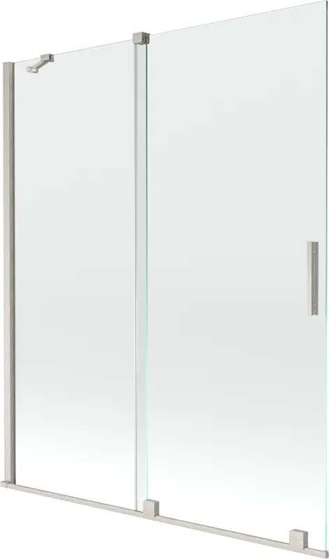 Mexen Velar, 2-křídlová posuvná vanová zástěna 140 x 150 cm, 8mm čiré sklo, broušená ocel, 896-140-000-01-97