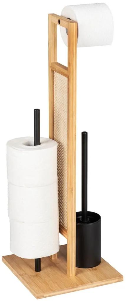 Stojan na toaletní papír s toaletním kartáčem RIVALTA, 3v1, bambus, WENKO