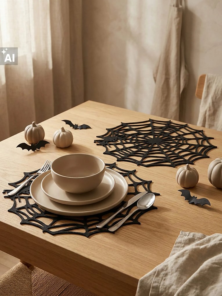 Sinsay - Prostírání na stůl s halloweenským motivem 2 ks - černá