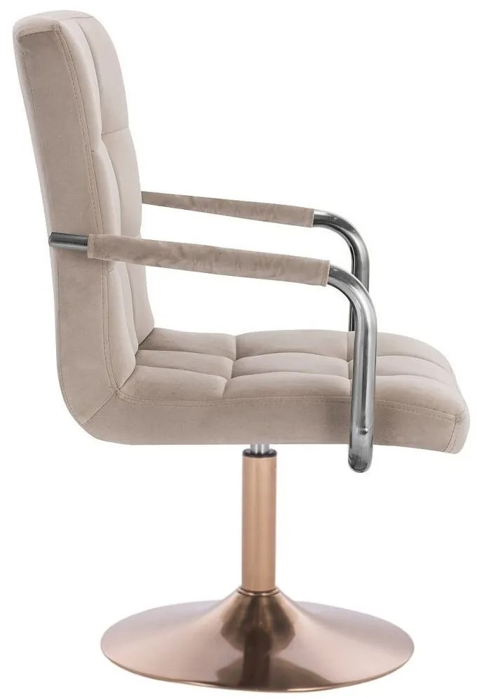 LuxuryForm DESIGN Otočná židle VERONA VELUR na zlatém talíři - latte