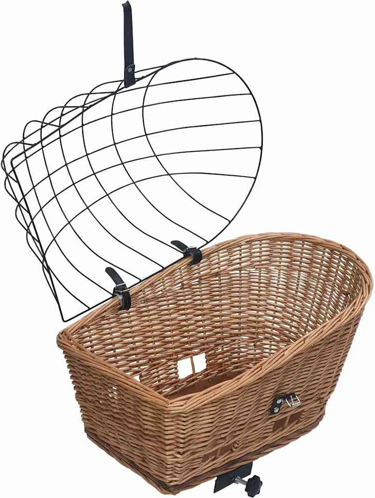 Koš na zadní kolo s krytem 55 x 31 x 36 cm přírodní vrba 170903