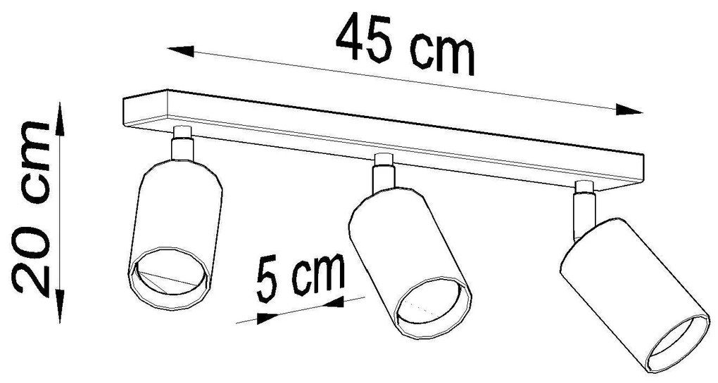 Stropní svítidlo BERG 3 přírodní dřevo