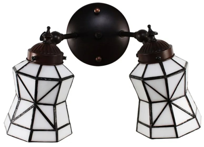 Nástěnná lampa Tiffany s bílými stínidly Cecilius – 30x23x23 cm