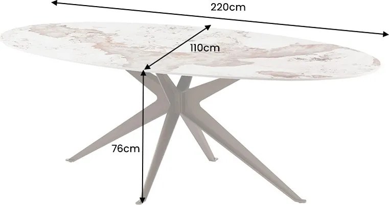 Oválný keramický jídelní stůl Tavianna 220 cm bronzový