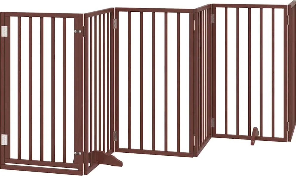 Zábrana pro psy s dvířky skládací 12 panelů hnědá 600 cm topol 3155551