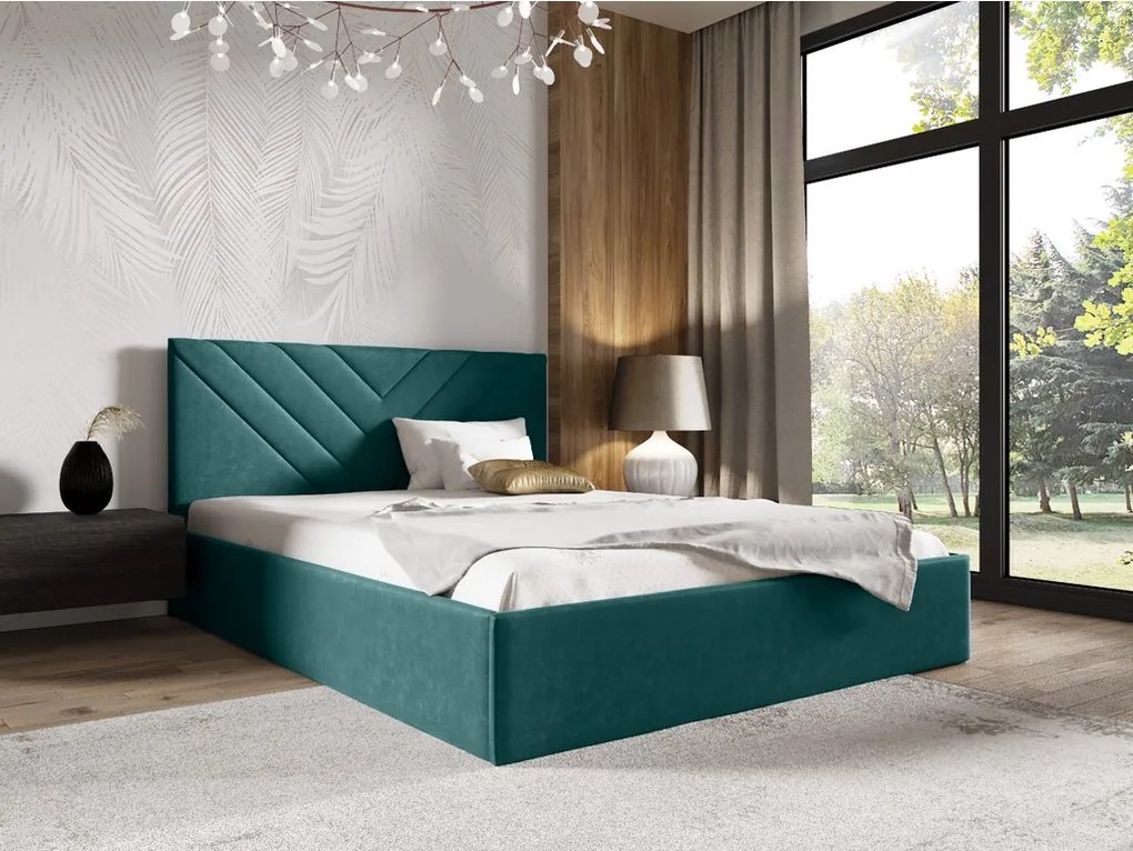 Eka Čalouněná postel LIZA 120x200 cm Barva látky Trinity: Krémová (Trinity 2302), Úložný prostor: Bez úložného prostoru