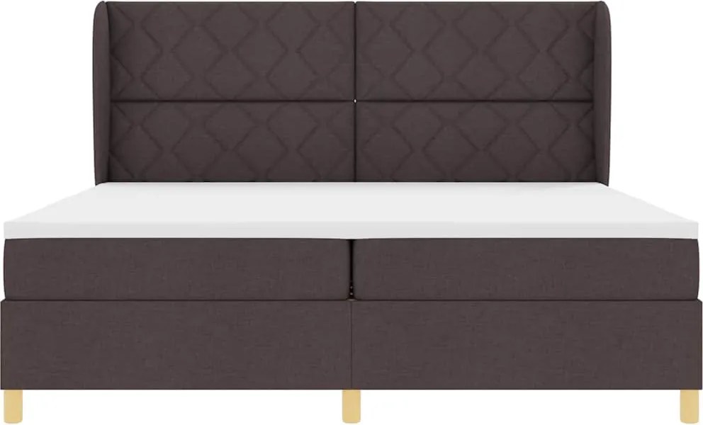 Postel s boxspringem s čelo Tmavě hnědá 200 x 200 cm textil 3340840