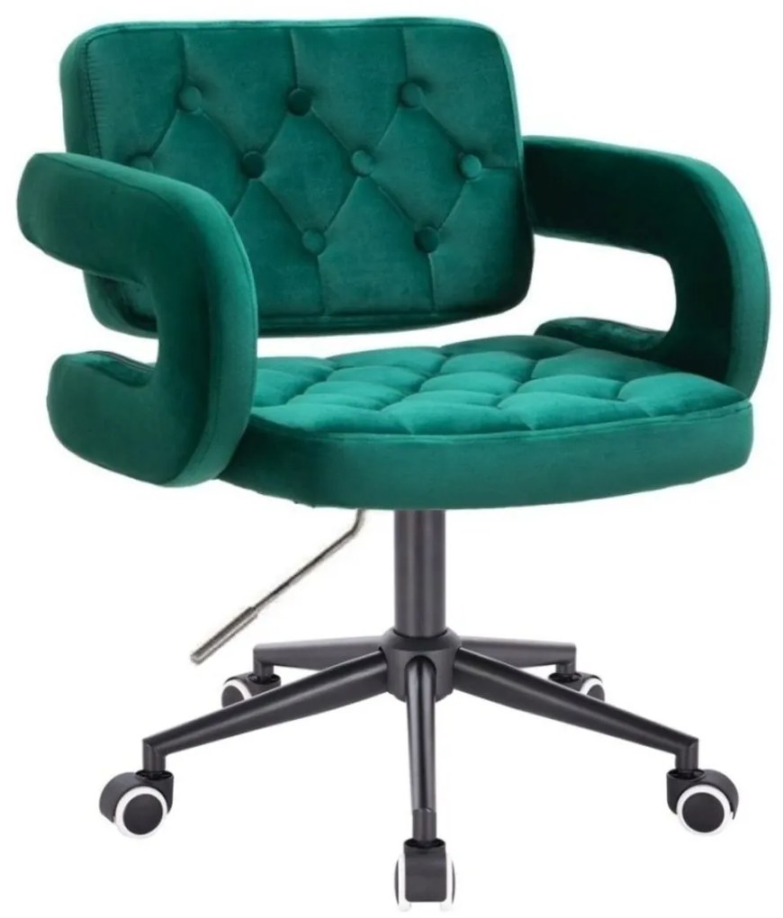 LuxuryForm DESIGN Otočná židle ADRIA VELUR na černé podstavě s kolečky - zelená
