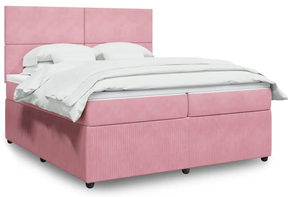 Box spring postel s matrací růžová 200x200 cm samet 3294729