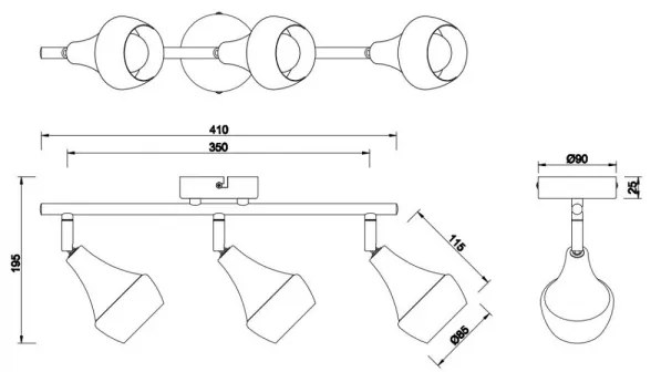 Trio - Bodové svítidlo TRUMPET 3xE14/40W/230V