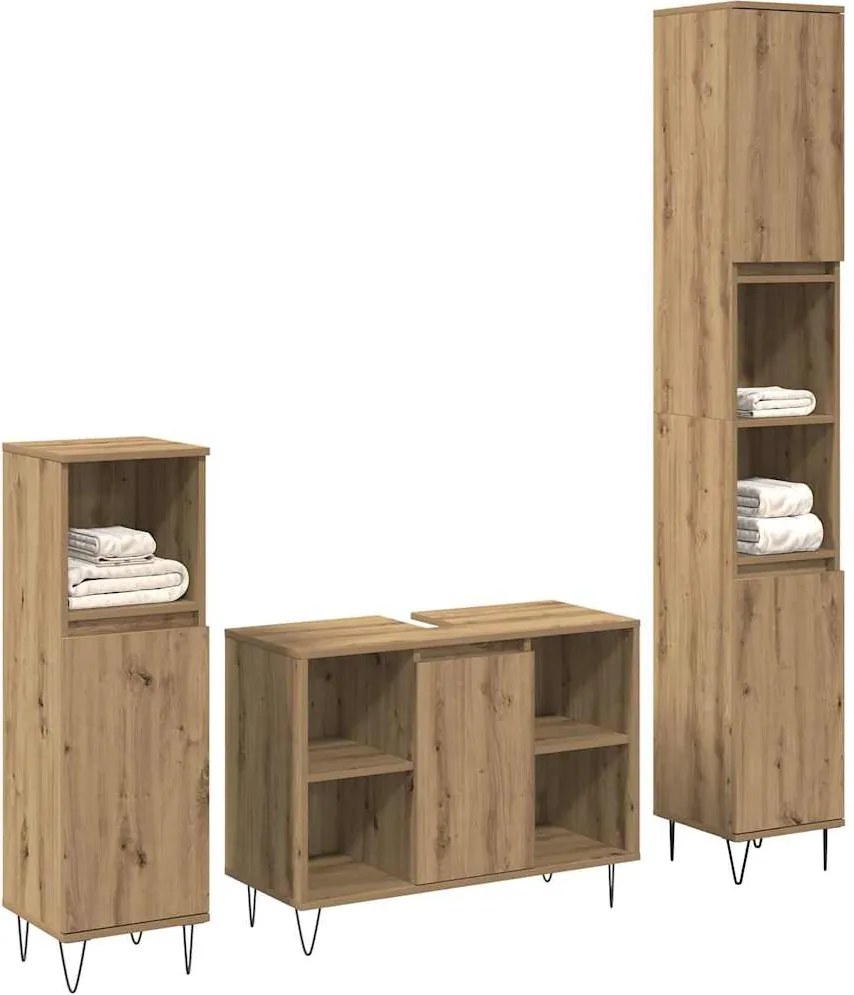 Sada koupelnového nábytku 3 ks Artisanový dub 30 x 30 x 180 cm 3378508