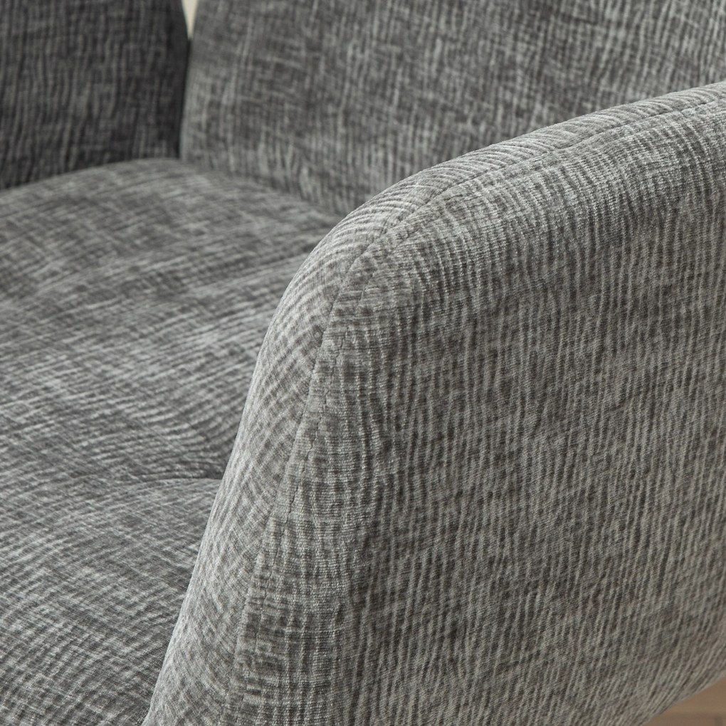 HOMCOM Křeslo otočné lounge křeslo s područkami, vzhled vlněného plátna, moderní čalouněné křeslo s prošíváním knoflíků, ocelové nohy, do obývacího p…