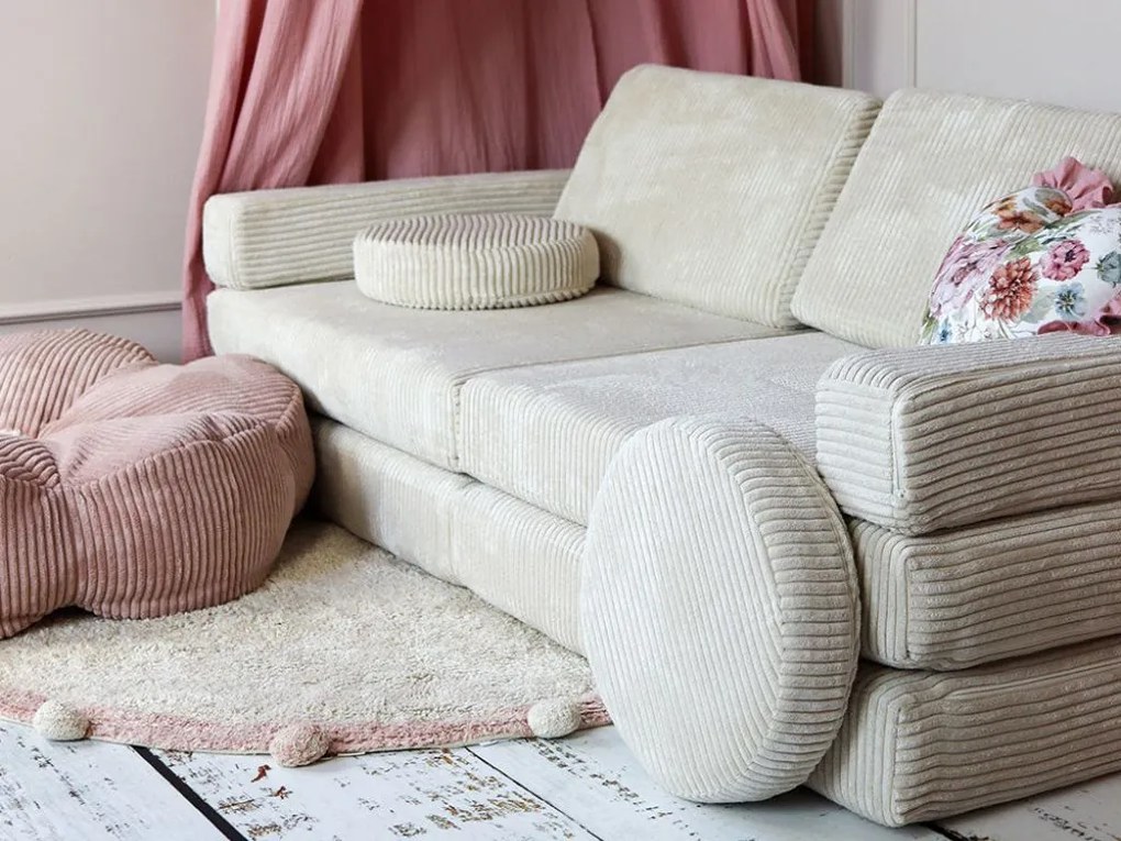 Skládací pěnová pohovka SOFA MINI z manšestru Zvolte barvu: Světle růžová
