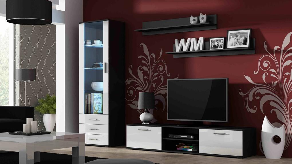 Cama Meble Obývací stěna SOHO 1 Barva: černá/bílá, Délka TV stolku: 140cm
