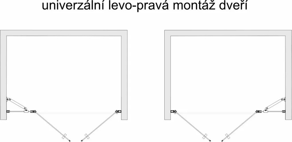 BETA LINE Chrom 150 Grape Sprchové dveře dvoukřídlé s pevnou stěnou v rovině (100+50)
