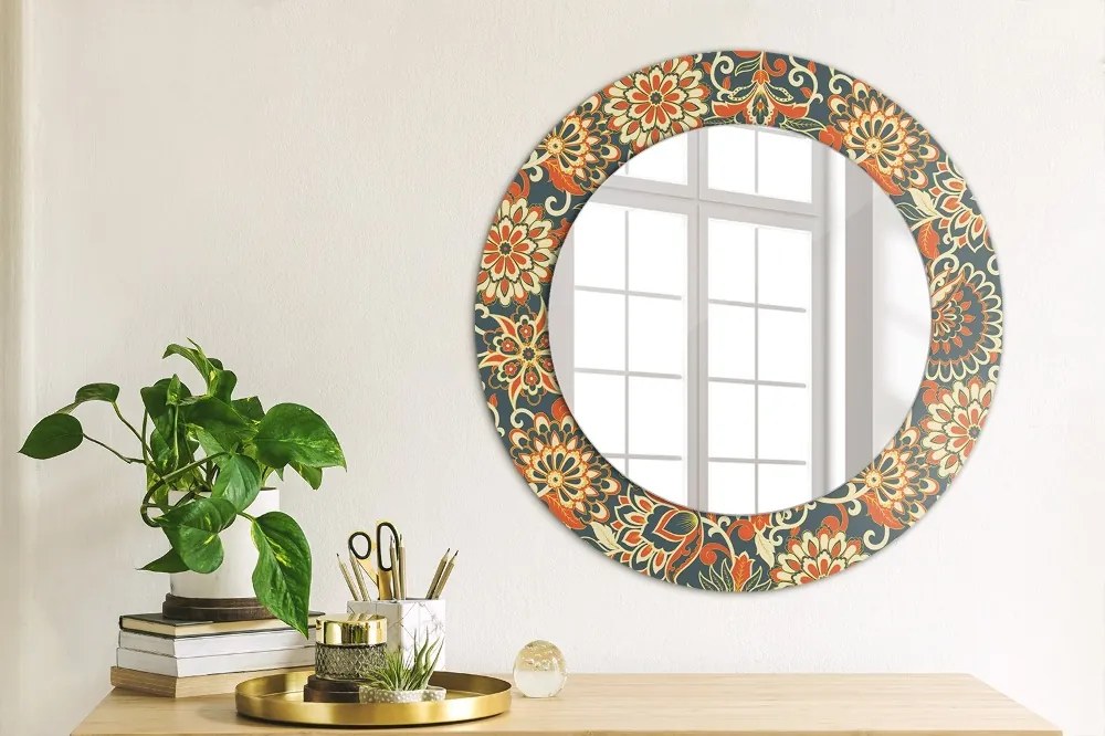 Kulaté dekorativní zrcadlo Ilustrace květu fi 50 cm