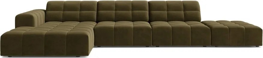 Khaki sametová rohová pohovka (levý roh/s lenoškou) Chicago – Cosmopolitan Design