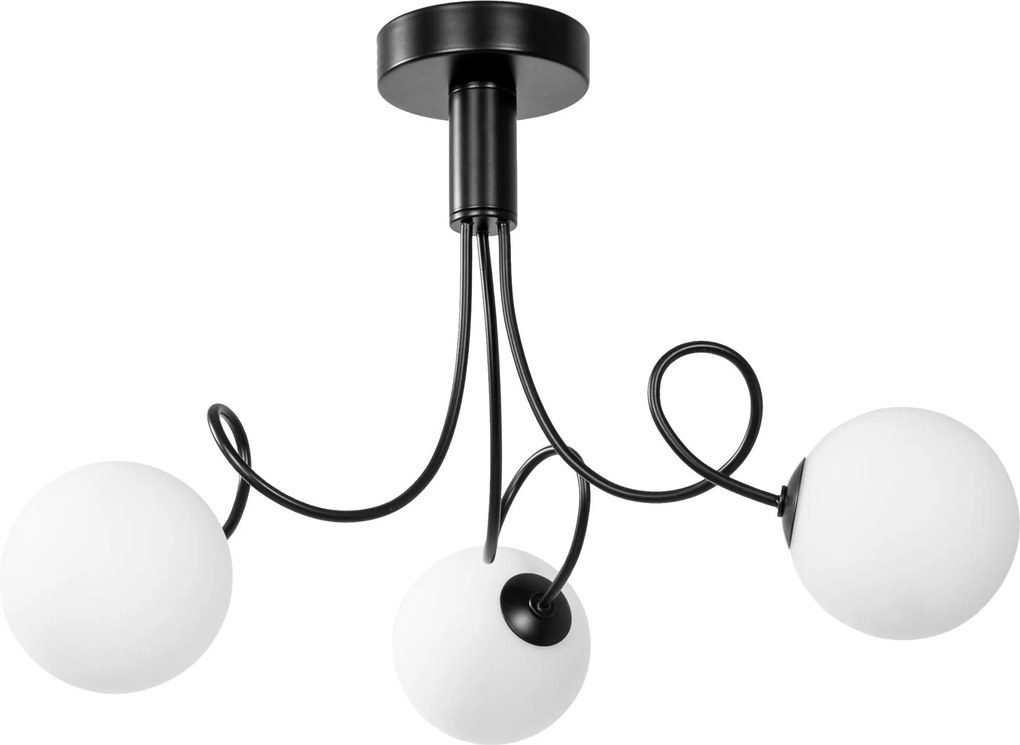 Toolight Toolight, stropní lampa skleněné koule 3xG9 APP1154-3CP, černá, OSW-14012