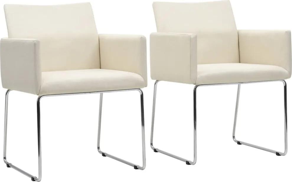 vidaXL Jídelní židle 2 ks textil [246855] Barva: Bílá