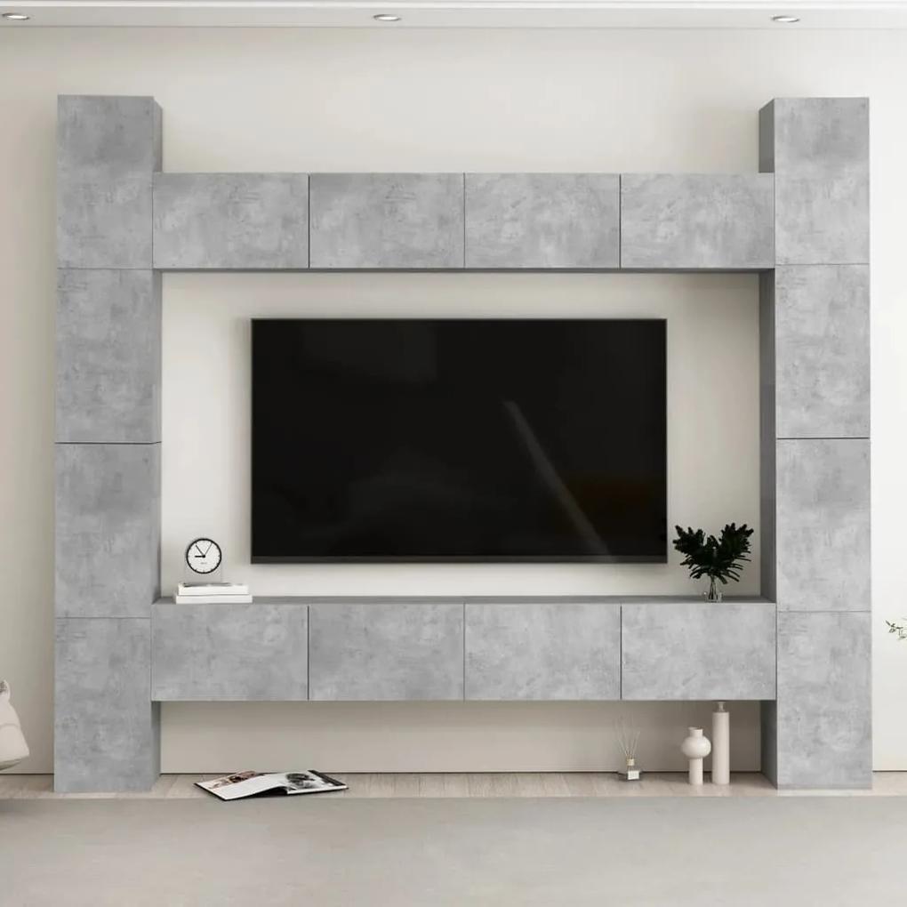 vidaXL 8dílný set TV skříněk kompozitní dřevo [3114239] Barva: bílá s vysokým leskem