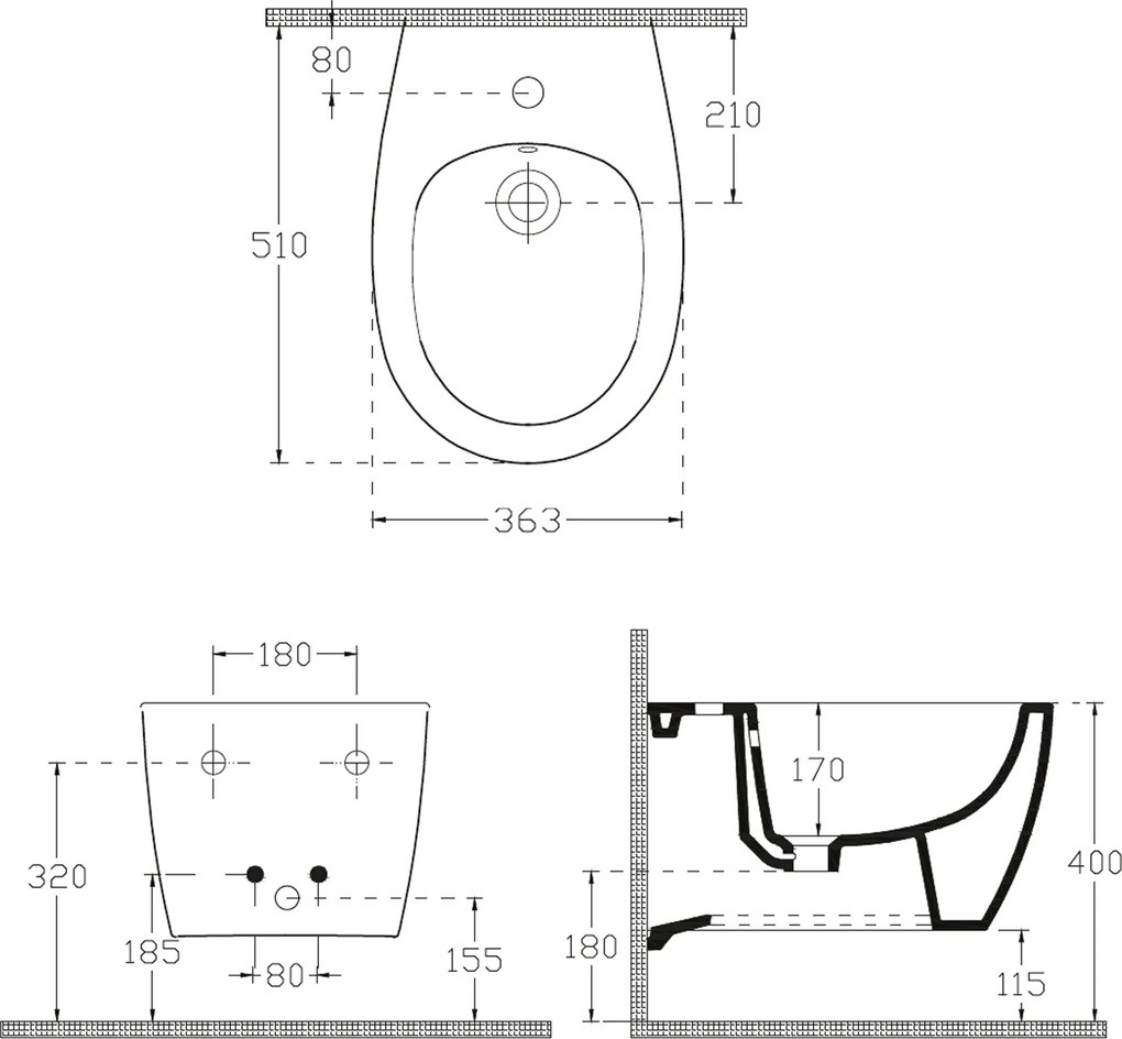 Isvea Isvea, SENTIMENTI bidet závěsný 36x51 cm, 10AR41010SV