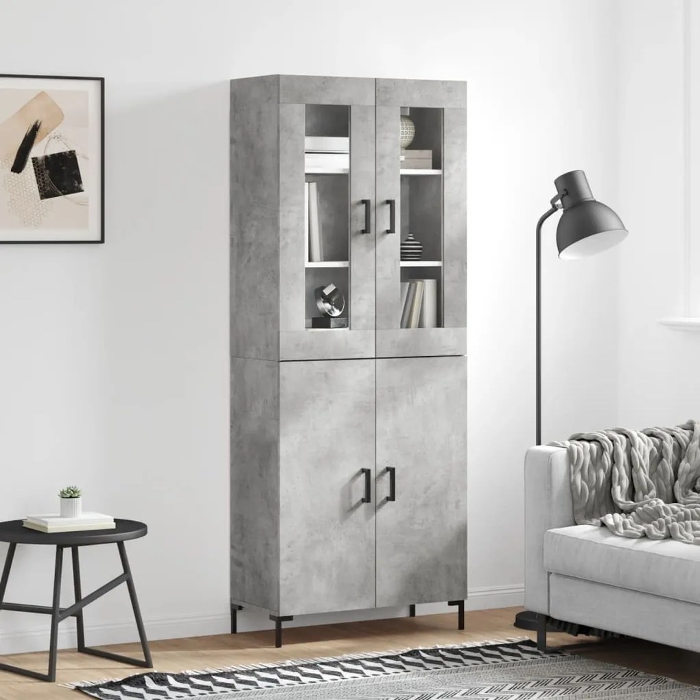 Skříň highboard betonově šedá 69,5x34x180 cm kompozitní dřevo