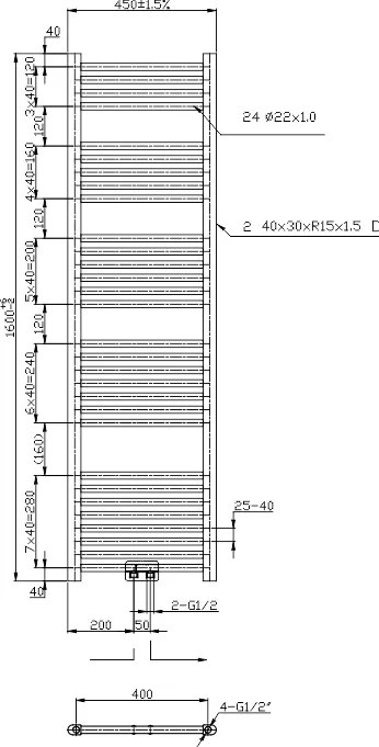 Novaservis Novaservis, Vytápěcí těleso černé - rovné, středové připojení