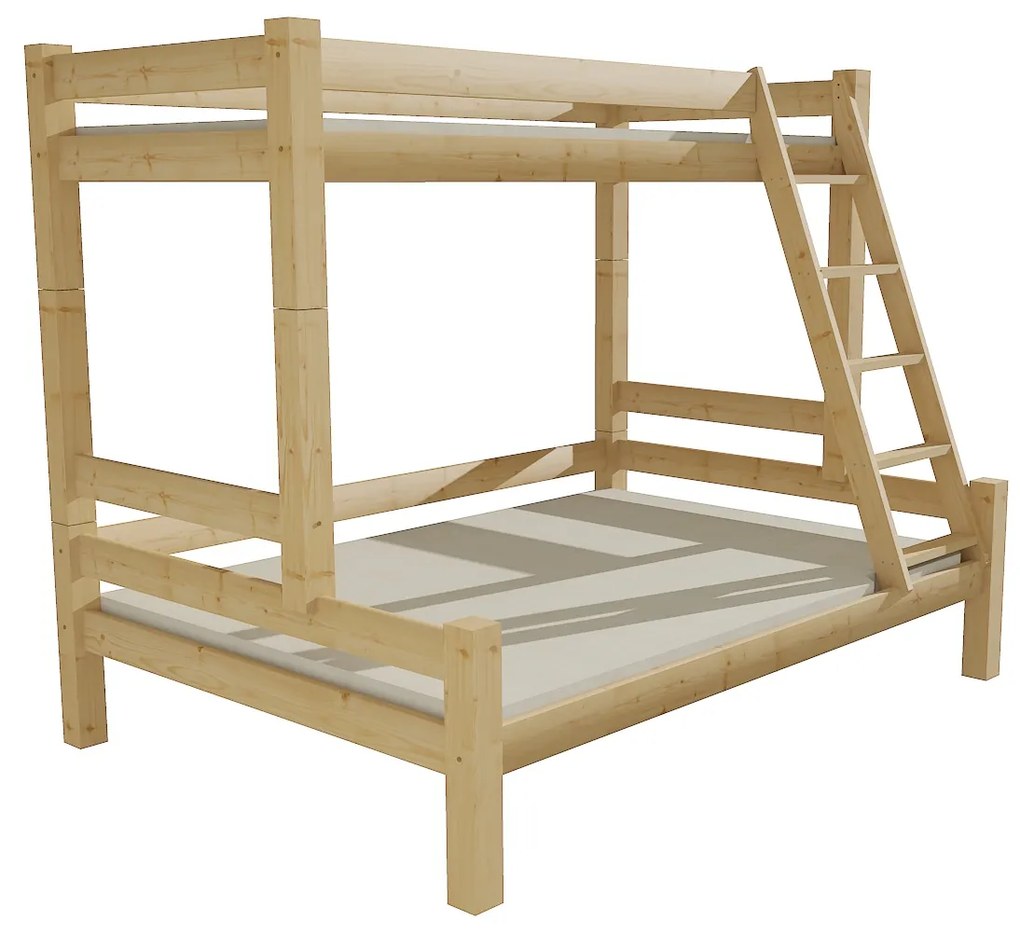 Vomaks Patrová postel s rozšířeným spodním lůžkem 8X8 6A (netransparentní barva šedá, 2 kusy úložných prostor, 80 x 200 cm, 160 x 200 cm)