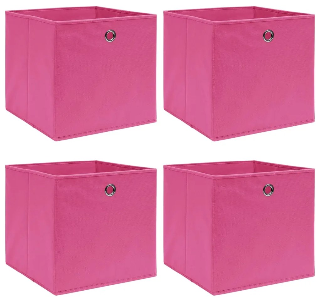 Úložné boxy 4 ks růžové 32 x 32 x 32 cm textil 288345