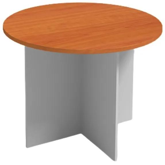 Jednací stůl s kulatou deskou PRIMO FLEXI, průměr 1000 mm, šedá / třešeň
