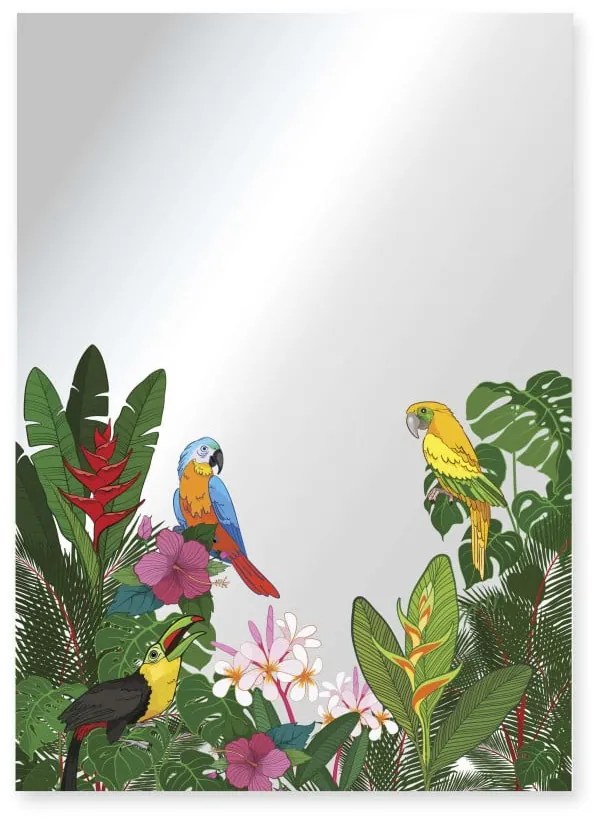 Nástěnné zrcadlo Surdic Espejo Decorado Tropical Birds, 50 x 70 cm