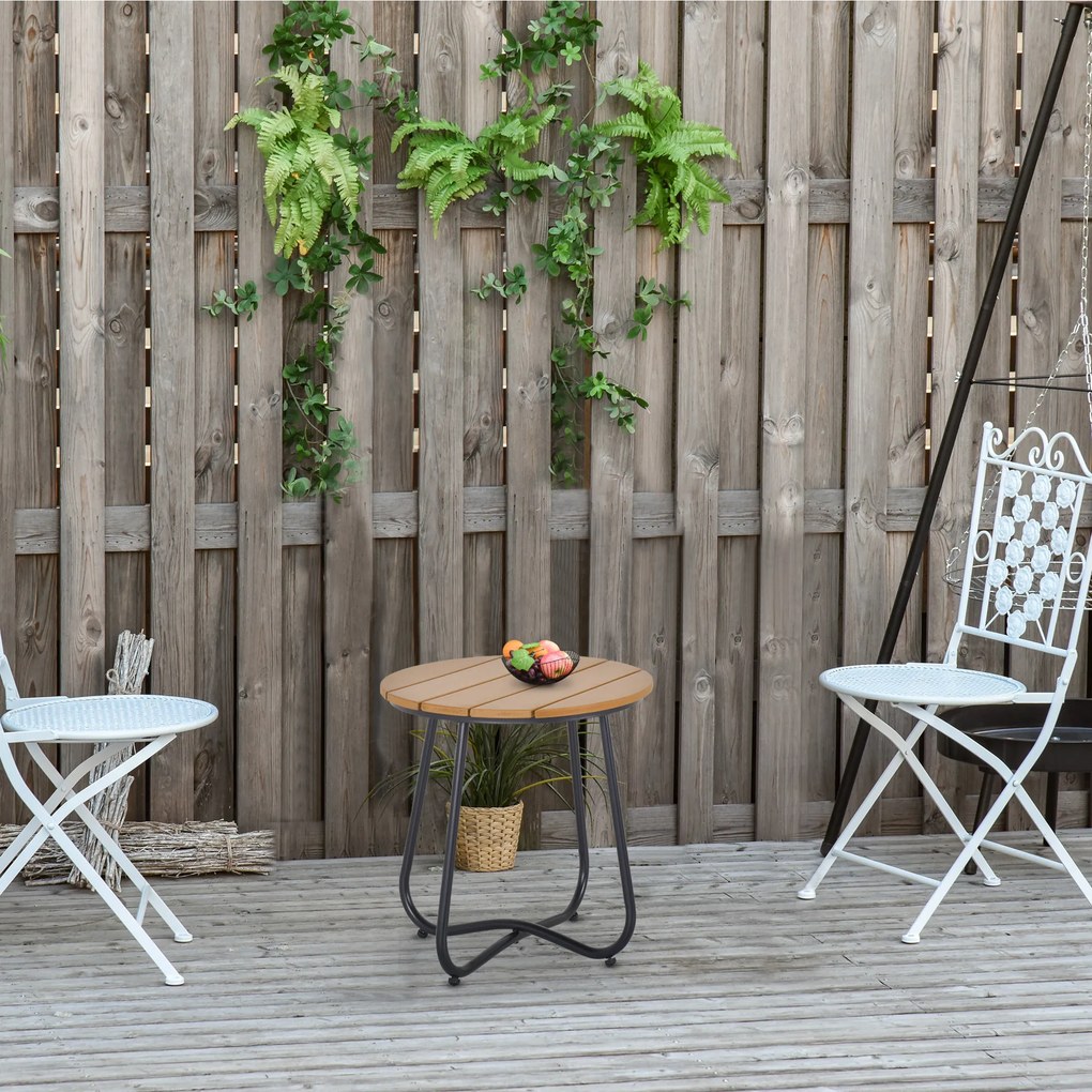 Zaoblený zahradní stůl Outsunny - Elegantní nábytek, stabilní s nastavitelnými nožkami, ideální pro zahradu, terasu a obývací pokoj, ocelový hnědý Ø4…