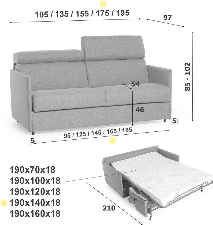Pohovka TAVOLA MINI s rozkladem na každodenní spaní, šedá (penelope 22), 140