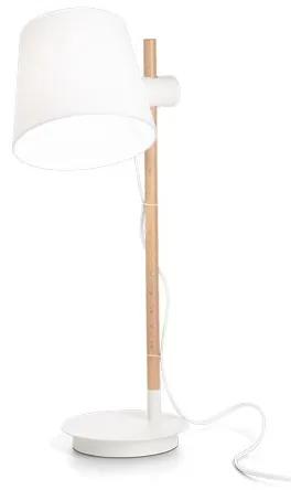Ideal Lux 282091 AXEL stolní lampička 1xE27 bílá, dřevo Lampy a lampičky na noční stolek