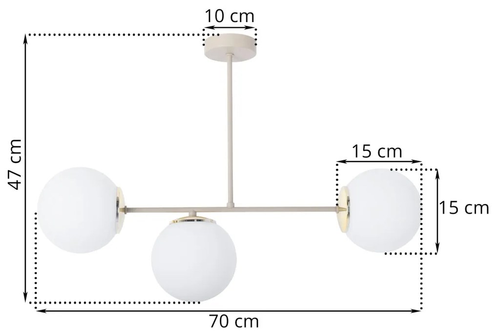 Stropní svítidlo Florence, 3x bílé skleněné stínítko, be/g