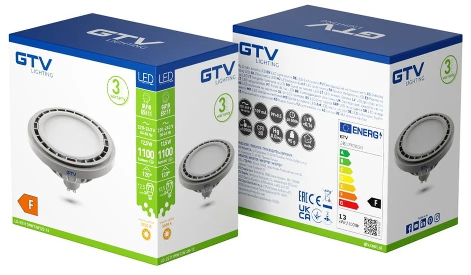LED žárovka GU10, 12,5 W – GTV