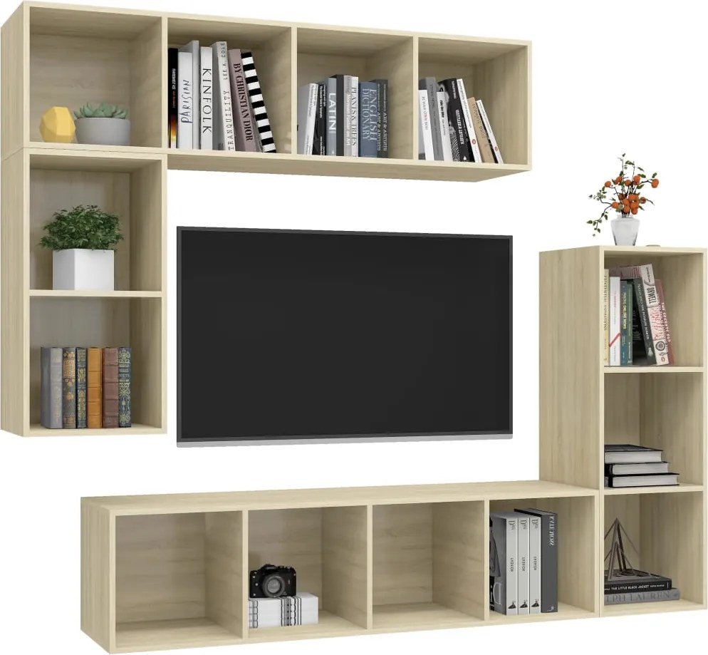 4dílný set TV skříněk dub sonoma kompozitní dřevo 3079820