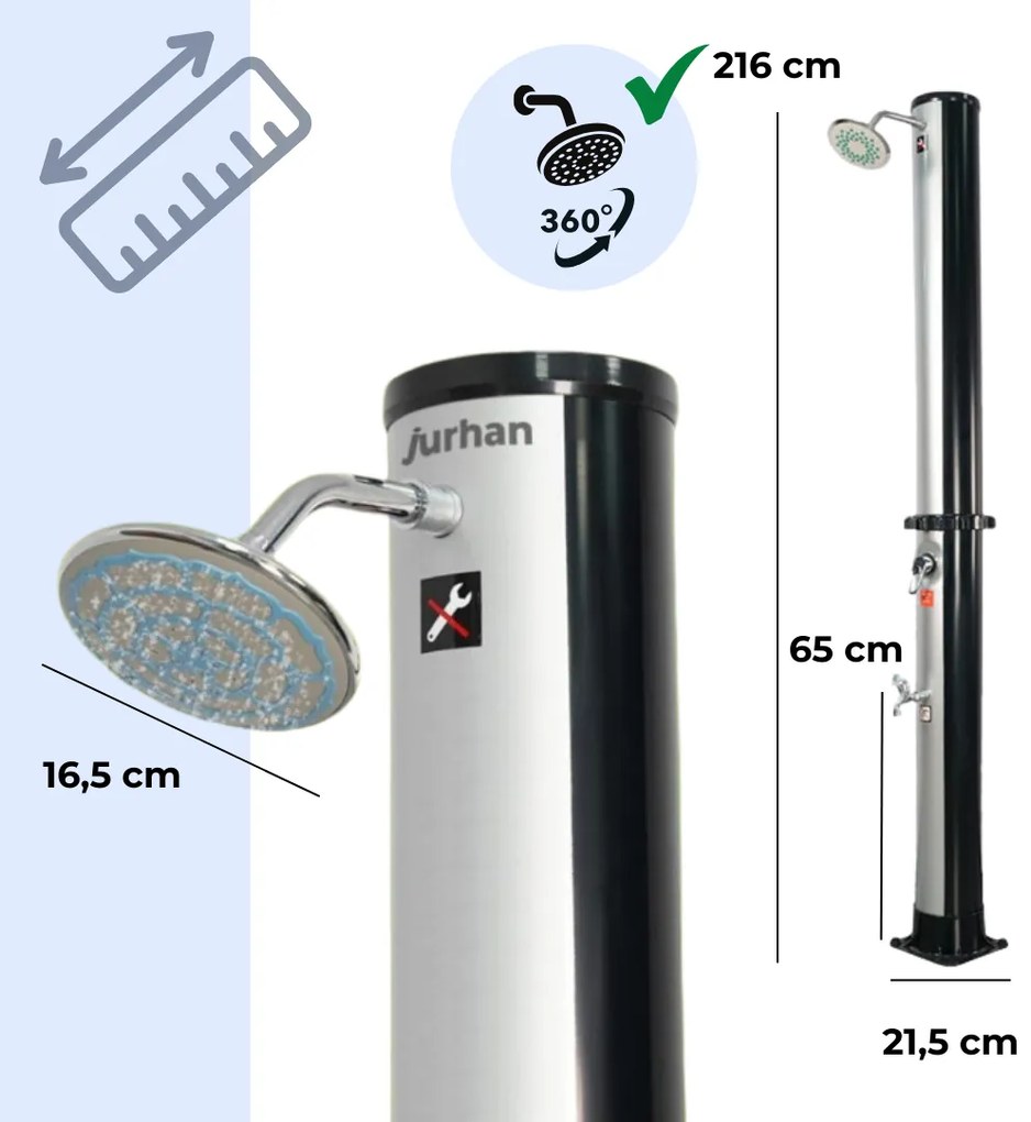 Solární sprcha KARIBIK, 35 l, stříbrná/černá Jurhan