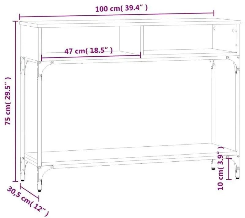 Konzolový stolek, kov, dřevo, černá, rustikal, NoBi APOLOS